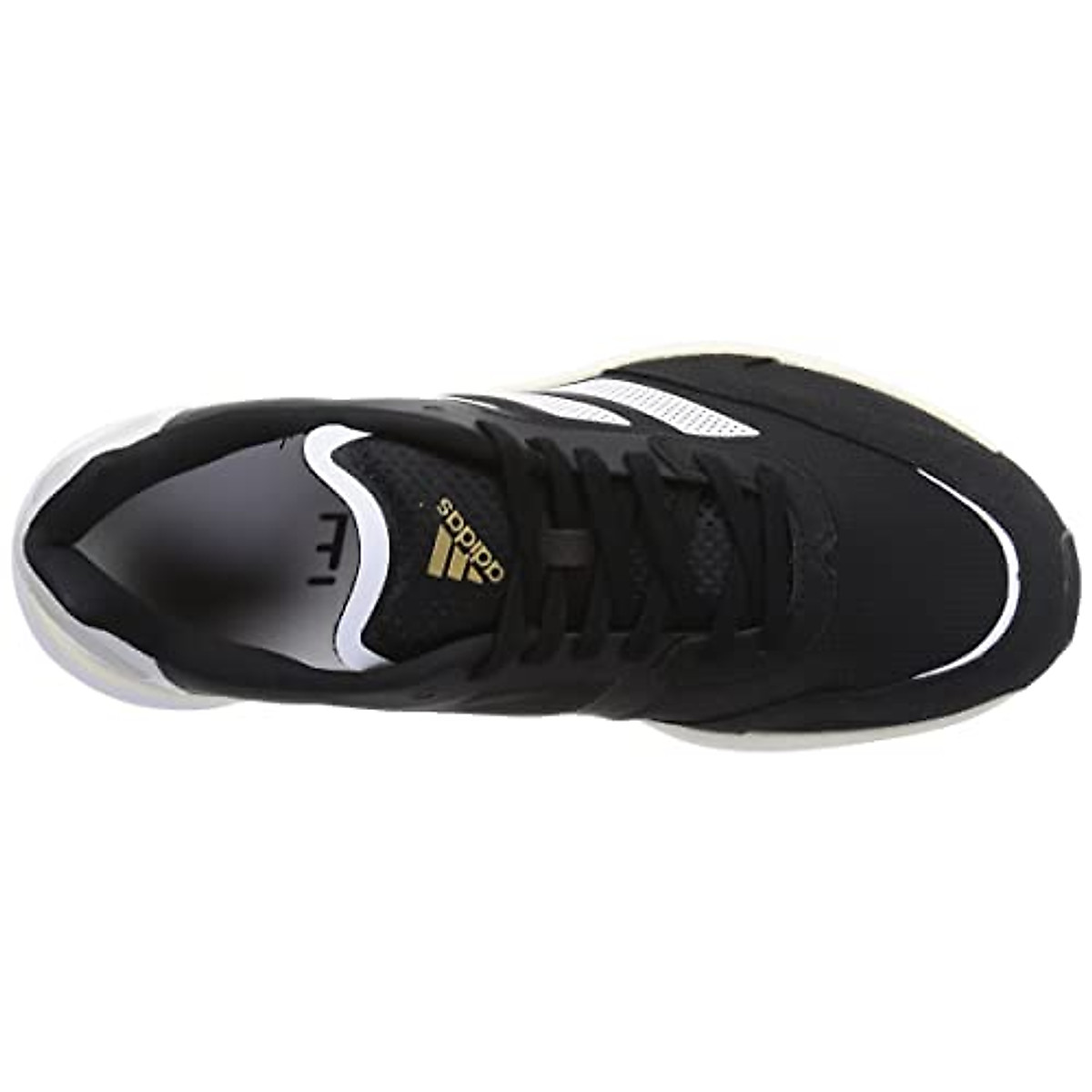 adidas Women's Adizero Boston 10 Sneaker, Black/White/Gold Metallic, 8.5