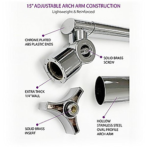 Razor 15-inch Arch Design Adjustable Shower Extension Arm With Stainless Steel Profile