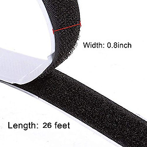Double-Sided Adhesive, 8M Extra Strong Self-Adhesive Hook and Loop Tape Roll Sticky Back Strip with Strong Adhesive Tape Strip Fastener 8.8 Yards, 20mm Wide Black Used in Sewing, School, Office, Home
