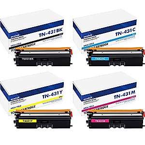 TN431 TN-431 Toner Cartridges 4-Packs: TN433 Standard Yield TN 431 Toner Replacement for Brother TN-431BK TN-431C TN-431M TN-431Y MFC-L8900CDW HL-L8360CDW HL-L8260CDW MFC-L8610CDW HL-L8360CDWT Printer