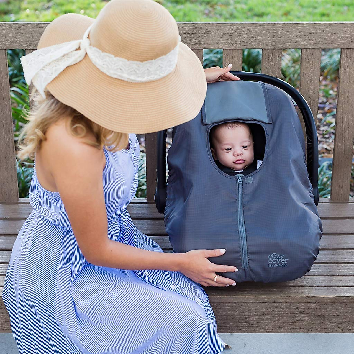 CozyBaby Combo Pack with Mesh Breathable Sun and Bug Cover and Lightweight Spring, Glacier Gray