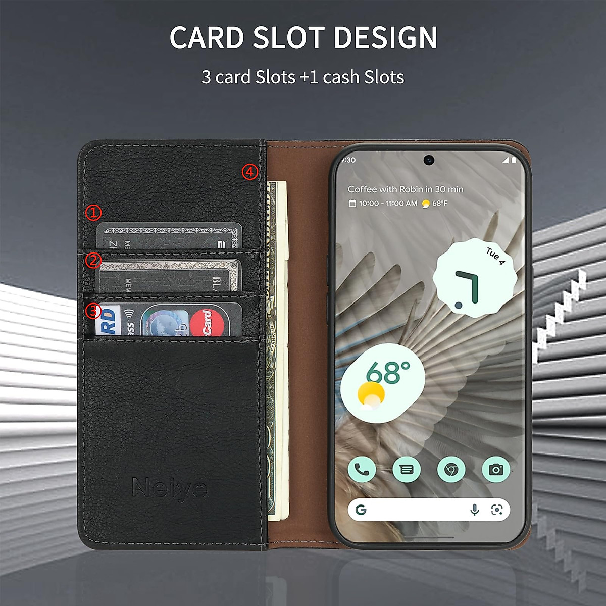 Neiye for Google Pixel 7 Pro Wallet Case with [RFID Blocking] Card Slot Stand Strong Magnetic Flip Fold Leather Protective Phone Case for Google Pixel 7 Pro Case Wallet(6.7 inch-Black)