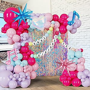 190pcs Pink, Purple，Blue Balloon Garland Heart Star Balloons, Custom Friendship Bracelet Banner For In My Birthday Era Themed Decorations Princess Music Birthday Photo Backdrop Tour Graduation Parties