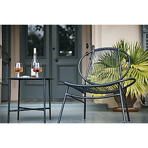 Novogratz Poolside Gossip, Marilyn 3 Piece Resin Weave Chat Set, Charcoal