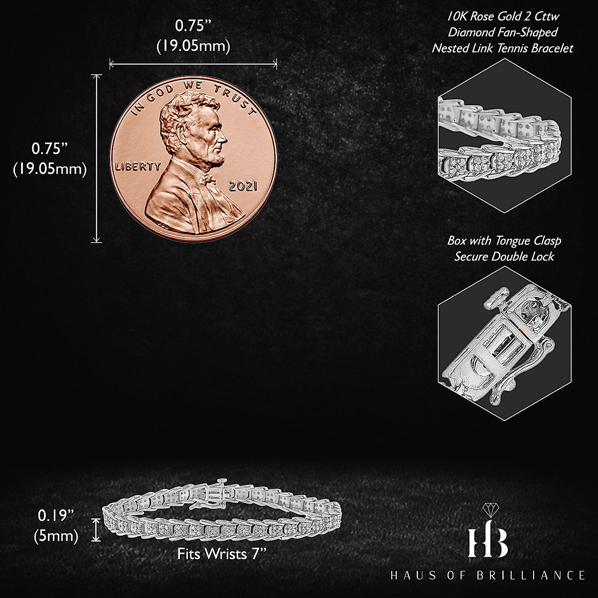 Original Classics .925 Sterling Silver 2.0 Cttw Diamond Fan-Shaped Fancy Chevron Link Tennis Bracelet (I-J Color, I3 Clarity) - 7"