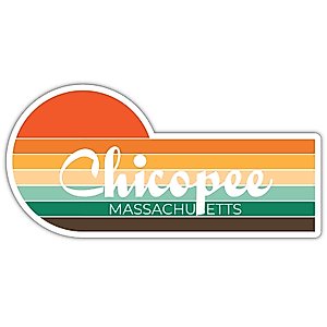 Chicopee Massachusetts 4 x 2.25 Inch Fridge Magnet Retro Vintage Sunset City 70s Aesthetic Design
