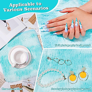 School Locker Rugs, Tie-dye 12 Inch Square Locker Decorations for Girls, Fluffy Faux Fur Area Carpet with Anti-Slip Layer for Middle School Locker Decor Aesthetic Nail Photography (Lake Blue, 2 Pcs)