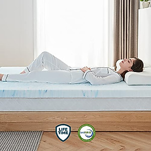 LINSY LIVING 3 Inches Memory Foam Mattress Topper Full, Cooling Gel-Infused Swirl Memory Foam for Back Pain, Bed Topper Full, CertiPUR-US Certified, Full Size