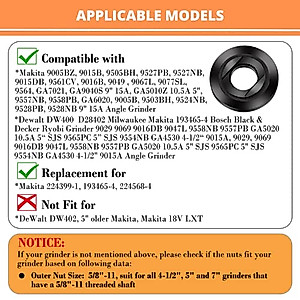 Grinder Wrench Grinder Shaft Nut 5/8-11 4 Pcs Compatible with Makita Milwaukee Dewalt Metabo Grinder Parts Bosch Ryobi Black Decker 4.5" 5" Protective Gloves Included