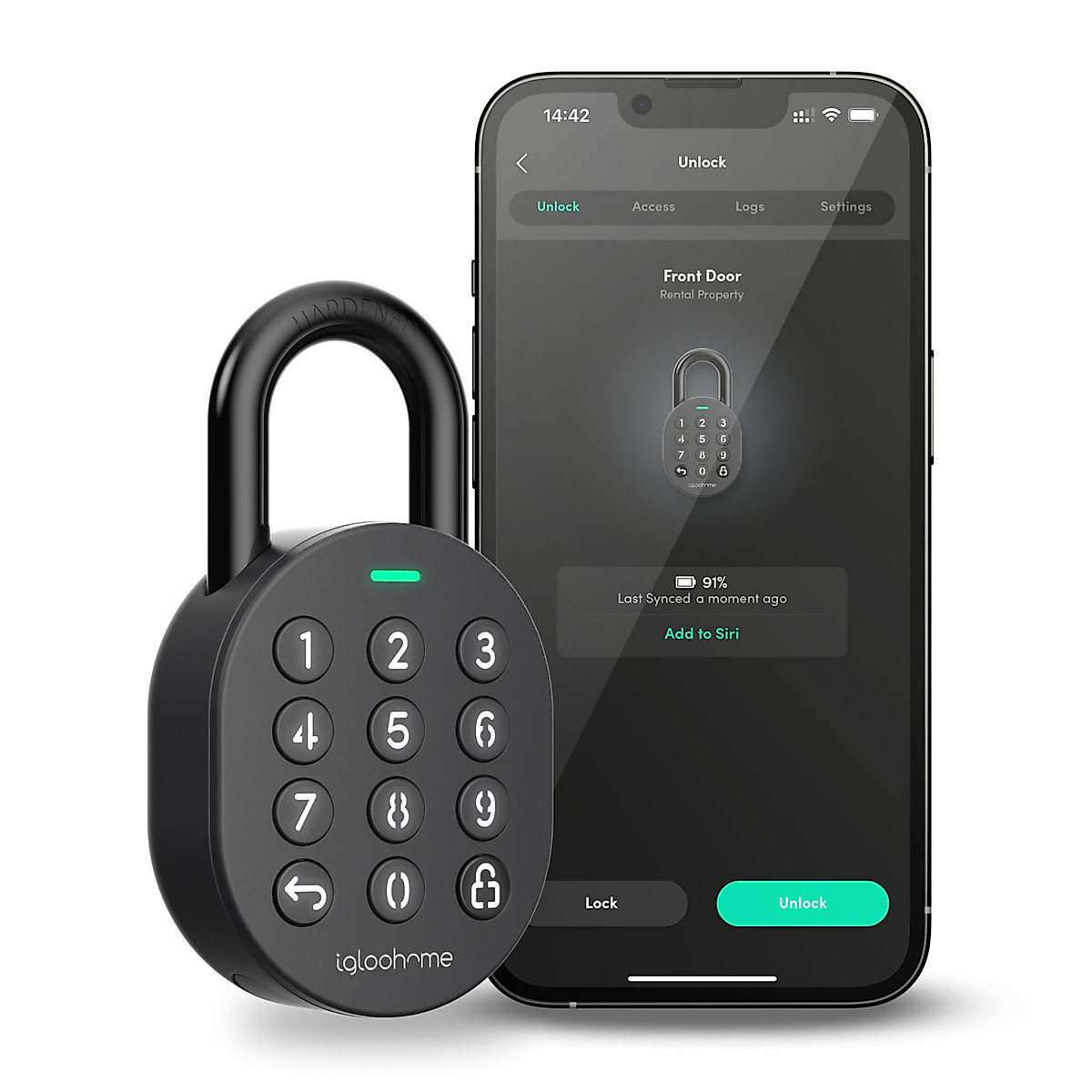 Igloohome Smart Padlock with Silicone Cover Kit - Smart Lock, No Internet Needed, Grant Remote Access via Bluetooth 4.1 / Pin / App (Android/iOS), - Lock for Gate, Bike, Locker, Chain, Storage Unit