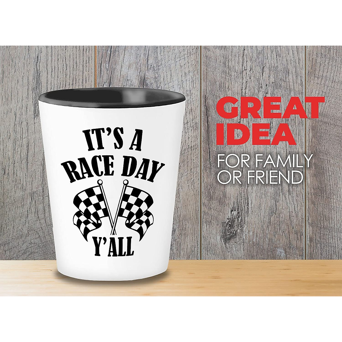 Bubble Hugs Racer Shot Glass 1.5oz - It's A Race Day Y'All - Car Racing Drag Race Dirt Track Racing Auto Enthusiast Dirtbike