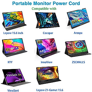 100W USB 3.2 Gen 2X2 Display Monitor Link Data Transfer Video Cable for Lepow Z1 15.6 In, InnoView, ASUS ZenScreen, KYY, Cocopar, Arzopa, AOC, ViewSonic Portable Monitor HDR Outputt Charger Power Cord