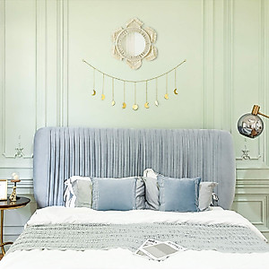 Mkono Macrame Decorative Cotton Rope Basket and Hanging Wall Mirror Boho Decor for Bedroom Living Room Apartment Office Dorm, Set of 2