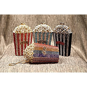 DJBM Luxury Women Popcorn Rhinestone Clutch Evening Bag Crystal Clutch Purses Diamond Clutch for Women Evening Party, Multicoloured