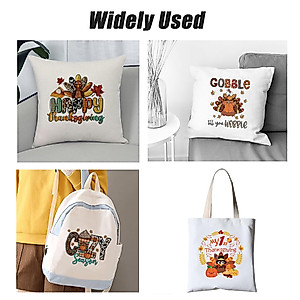 6 Sheets Thanksgiving Iron on Patches for Clothing Fall Heat Transfer Vinyl HTV Stickers Thanksgiving Iron on Transfers Turkey Pumpkins Iron on Decals for Clothes T-Shirt DIY Craft Autumn Decor