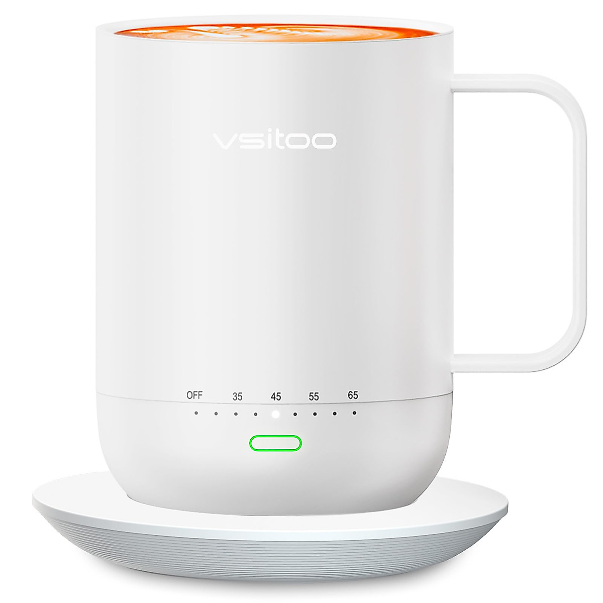 vsitoo Temperature Control Heated Coffee Mug S3PRO 14 Oz, Smart Self Heating Travel Mug with Manual & APP Controlled Coffee Warmer, Rechargeable and Battery Powered, LED Light, Auto Off (White)