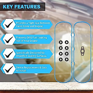 Valve Cover Gasket Set - Compatible with 4.8L 5.3L 6.0L 6.2L Chevy Silverado, Suburban, Tahoe, Trailblazer, GMC Sierra, Yukon, Envoy, Cadillac Escalade - Replace 12637683 VS50504R1