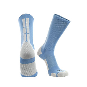 TCK Baseline 3.0 Athletic Crew Socks (Columbia Blue/White, Small)