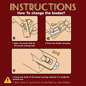 Tuuwhiz Bread Lame Dough Scoring Tool,Sourdough Bread Baking Supplies with Magnetic to Storage,Exquisite Design Bread Scorer Tool for Homemade Bread Baking Include 5 Razor Blades (Brown)