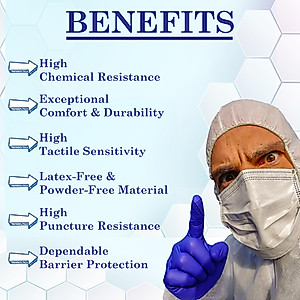 Blackwork Worldwide Pulse Logic 171 - (100 Gloves Per Box) Powder-Free - Nitrile Exam Gloves, Blue, Latex-Free, (Single Box - Large)