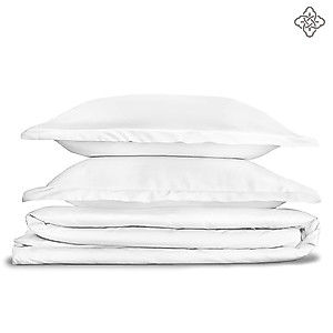 BIOWEAVES 100% Organic Cotton Full/Queen Duvet Cover Set, 3-Piece, 300 Thread Count Sateen Weave GOTS Certified Comforter Cover with Buttoned Closure and 2 Pillow Shams – White, 90x90 inches