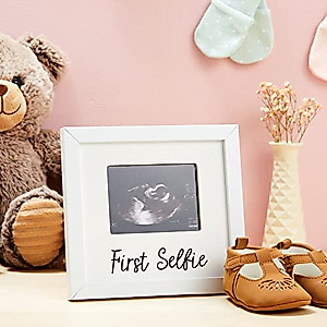 Juvale Baby Sonogram Picture Frame for 4 x 3 Ultrasound Photo, First Selfie (7 x 6.5 In, White)