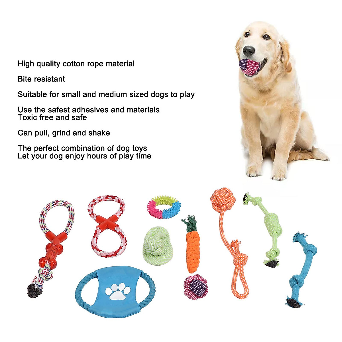 10pcs Pet Cotton Rope Toy Dental Dog Rope Toys Colorful Dog Chew Rope Toys Cotton Rope Dog Toy Puppy Chew Toys Interactive Puppy Chewing Molar Toy for Medium Large Dog