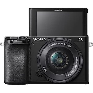 Sony Alpha a6100 Mirrorless Digital Camera (ILCE6100L/B) with 16-50mm Lenses with Flash, Extra Battery, Tripod, 64GB Memory Card, Bag, and More - Advanced Bundle (Renewed)