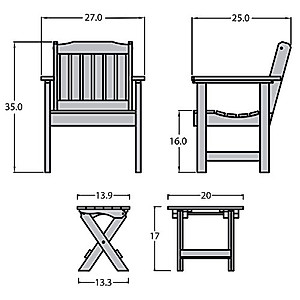 Highwood AD-KITCHGL1-CGE Lehigh (2) Garden Chairs with Folding Side Table, Coastal Teak