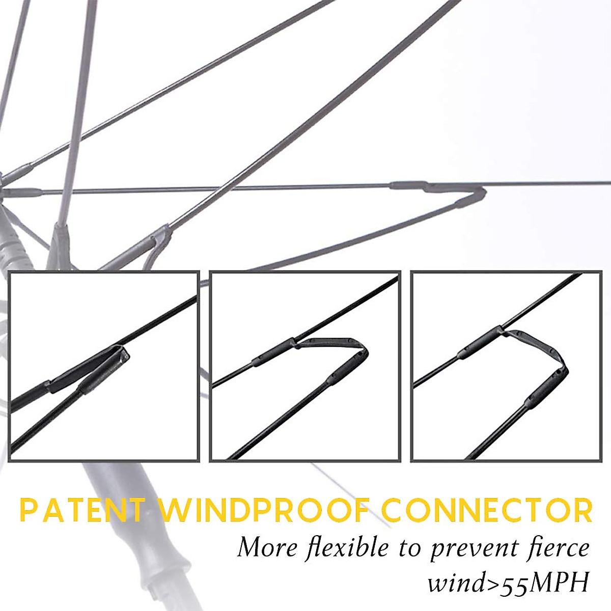 RUMBRELLA Navy Blue Hook Handle Umbrella Windproof UPF 50+, j Stick UV Umbrellas Auto Open 54IN