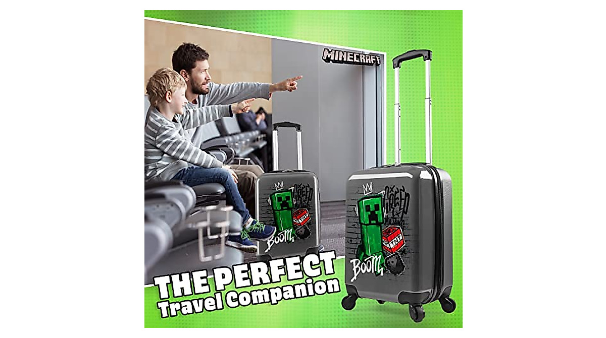 Minecraft Carry On Suitcase for Kids - Creeper Design