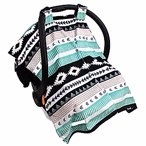 Dear Baby Gear Deluxe Car Seat Canopy - Infant Car Seat Cover - Baby Car Seat Covers - Carseat Canopy for Infant Car Seats - Car Seat Cover (Reversible Black, Grey, Mint Moose, Aztec Minky 40"x30")