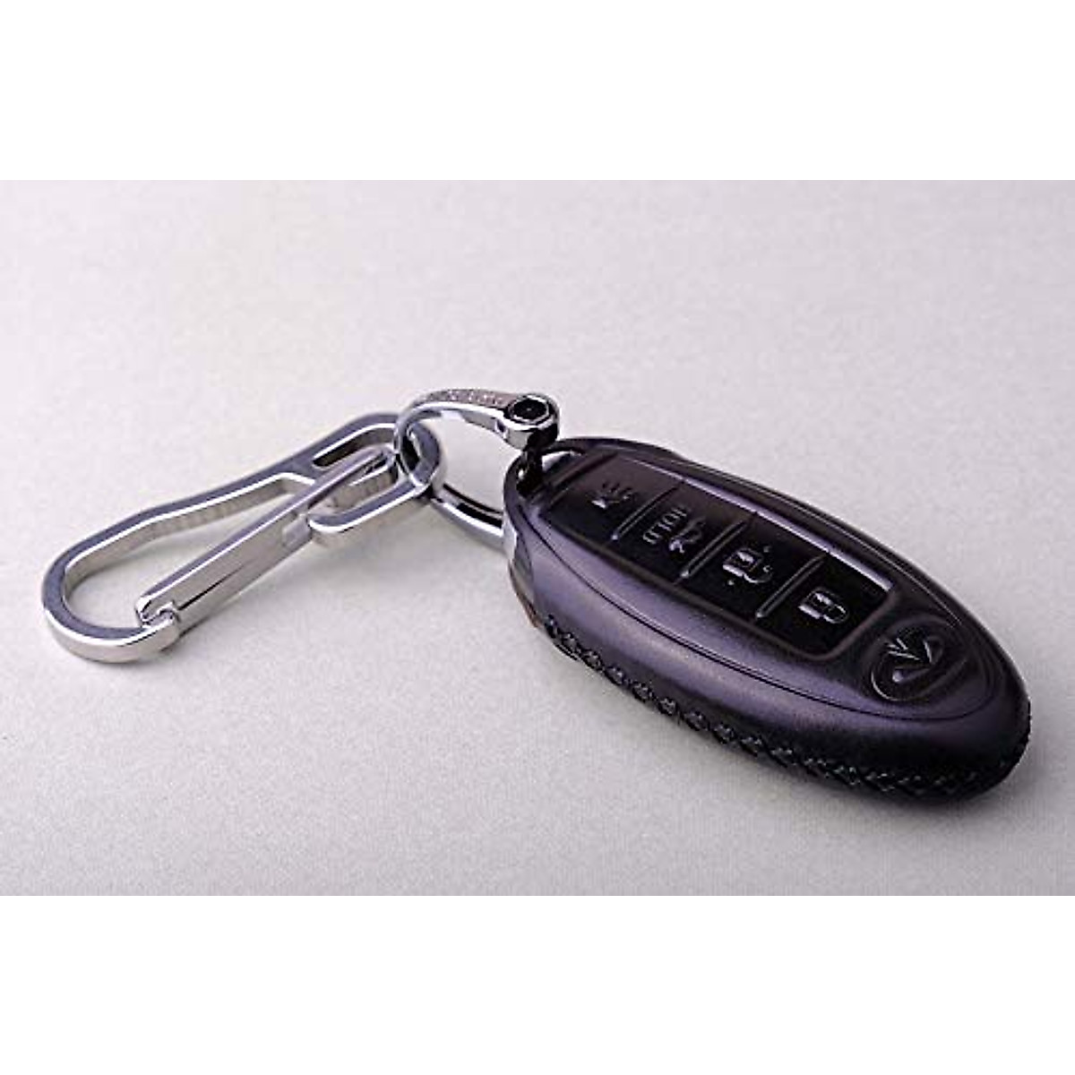 Cadtealir Calfskin Genuine Leather 2000-2018 Infiniti Infinity g35 qx56 fx35 q50 g37 m35 qx60 i35 qx80 q60 qx30 Key fob Cover case Holder only for 5 Buttons (4 Buttons)