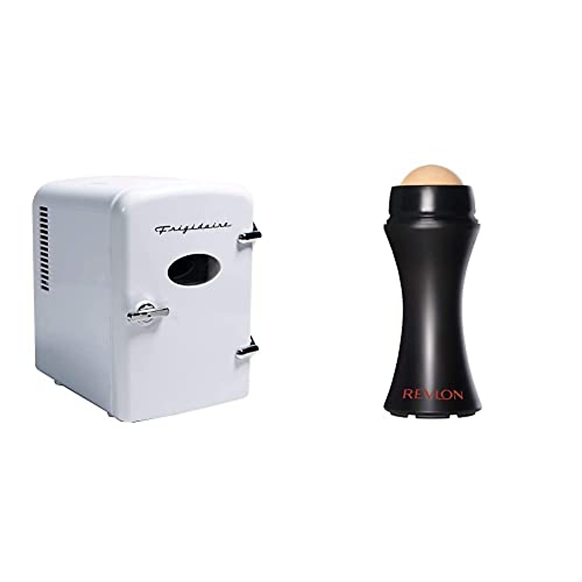 Frigidaire EFMIS129-WHITE 6 Can Beverage Cooler, White & REVLON Oil-Absorbing Volcanic Face Roller, Reusable Facial Skincare Tool for At-Home or On-the-Go Mini Massage