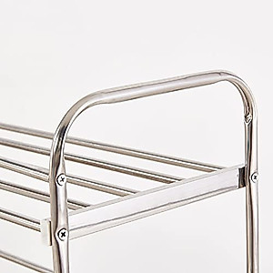 Shoe Rack Shoe Shelf Stackable Shoe Rack 3-Tier Shoe Rack, Stainless Steel Shoe Shelf, Simple Thick Metal Shoe Storage Organizer Rack, Ideal for Entryway Hallway Living Room Bedroom Shoe Bench Stacka