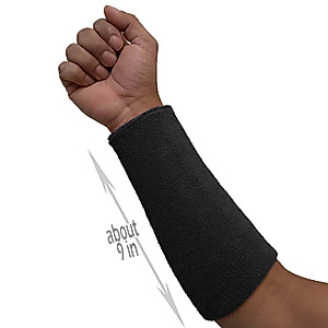 COUVER Thick Volleyball Elbow Protector Sleeve 9" Long, Black