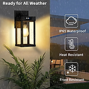 Yomisga Solar Wall Lights Outdoor Dusk to Dawn Porch Lighting, Exterior Light fixtures Wall Mount Waterproof Solar Wall Lantern with Motion Sensor, Outside Wall Sconce for House, Garage, Front Door