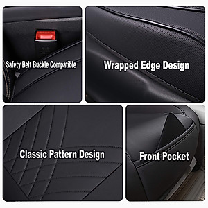 kingphenix Premium PU Car Seat Cover - Front Seat Protector Works with 95% of Vehicles - Padded, Anti-Slip, Full Wrapping Edge - (Dimensions: 21'' x 20.5'') - 1 Piece, Black