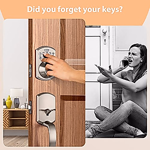 Keyless Entry Door Lock with Handle, TRAUST Electronic Keypad Deadbolt, 4-Piece Front Door Lock Set, Auto Lock, 1-Touch Locking, Low Battery Alert, 10 User Codes, IP54 Waterproof, Satin Nickel