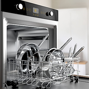 18-Piece Stainless Steel Kitchen Cookware Set, Including Saucepan, Casseroles with Tempered Glass Lid, Frypan, Steamer, Salad Bowl with Cover, Fryer Basket, Heat Resistant Mat & Utensils Set, Silver