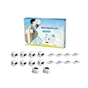 Generic Baby proofing Magnetic Locks for cabinets & Drawers, Easy Installation with Guide Included [8 Pack with 2 Keys] white
