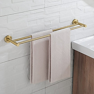 FCMLD Brushed Towel Racks Double Bar Stainless Steel Bathroom Accessories Wall Mounted