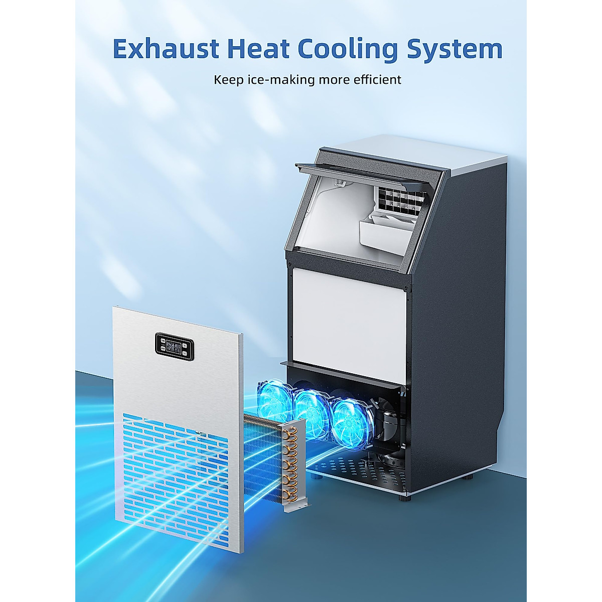 Antarctic Star Commercial Ice Maker - 100lbs/24H Under Counter Ice Maker Machine with 2 Way Water Inlet, 33lbs Storage, Stainless Steel, Under Counter Ice Machine for Home/Bar/Restaurant