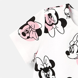 Disney Mickey and Friends Dress Toddler Girls Dresses Short Sleeve Ruffle Hem Dress A-line Dress White 3-4 Years