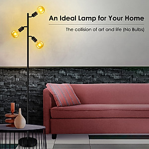 BoostArea Tree Floor Lamp, Industrial Floor Lamp, Modern Standing Lamp with Adjustable 3 Light, E26 Socket, Rotary Switch, Minimalist Metal Stand Up Lamp Pole Lamps for Living Room, Bedroom(No Bulbs)