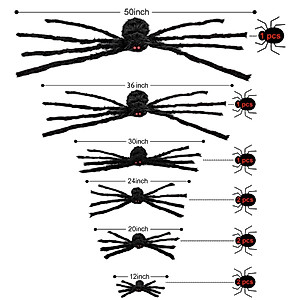 9PCS Giant Spider Outdoor Halloween Decorations Realistic Large Scary Spider Props Scary Giant Spider Halloween Decorations for Outside Yard Garden Lawn Party (9 PCS Giant Spider)