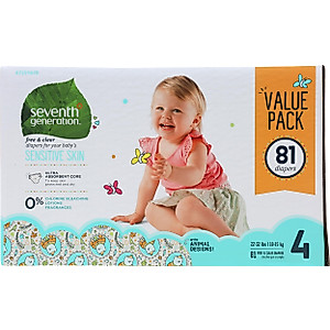 SEVENTH GENERATION Diapers Size 4 Value Pack, 81 CT