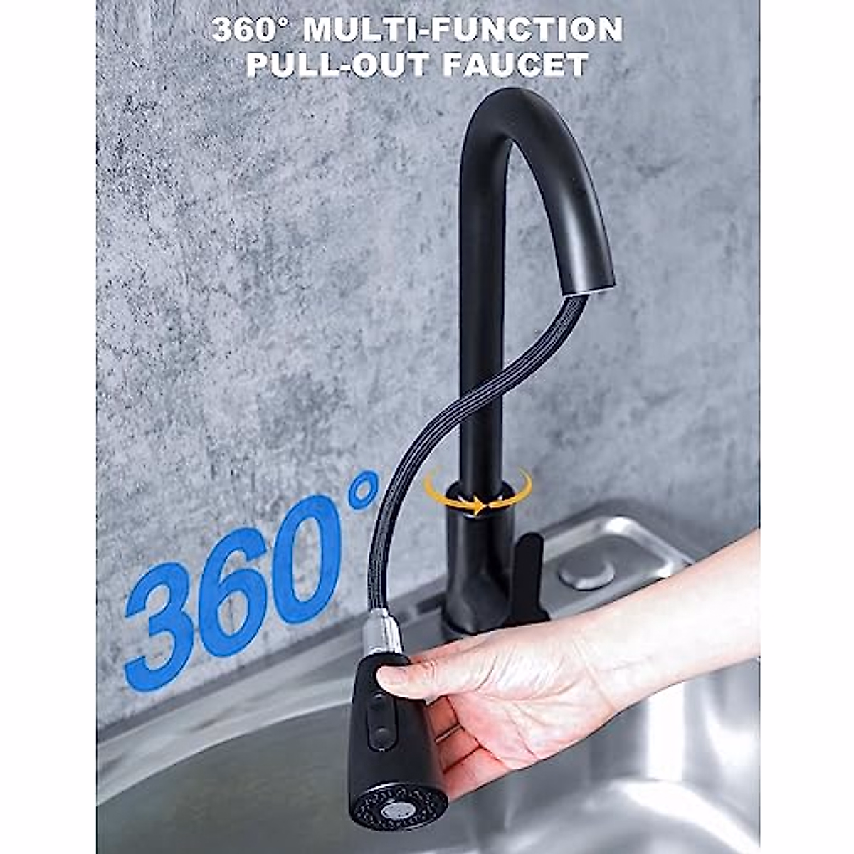 ZTGL Stainless Steel Commercial Sink Single Bowl Wall Mount Sink Rectangular with Pull-out Faucet and Storage Shelves Free Standing Utility Sink for Restaurant Kitchen Laundry Garage,58x43cm