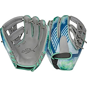 Rawlings | REV1X Baseball Glove | Francisco Lindor Pattern | Right Hand Throw | 11.5" - Split Single Post Web | Grey/Blue/Green