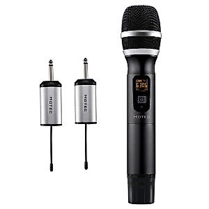 HOTEC UHF Wireless Microphone with 2 Mini Portable Receiver 1/4" Output, for PA/Church/Home/Karaoke/Business Meeting
